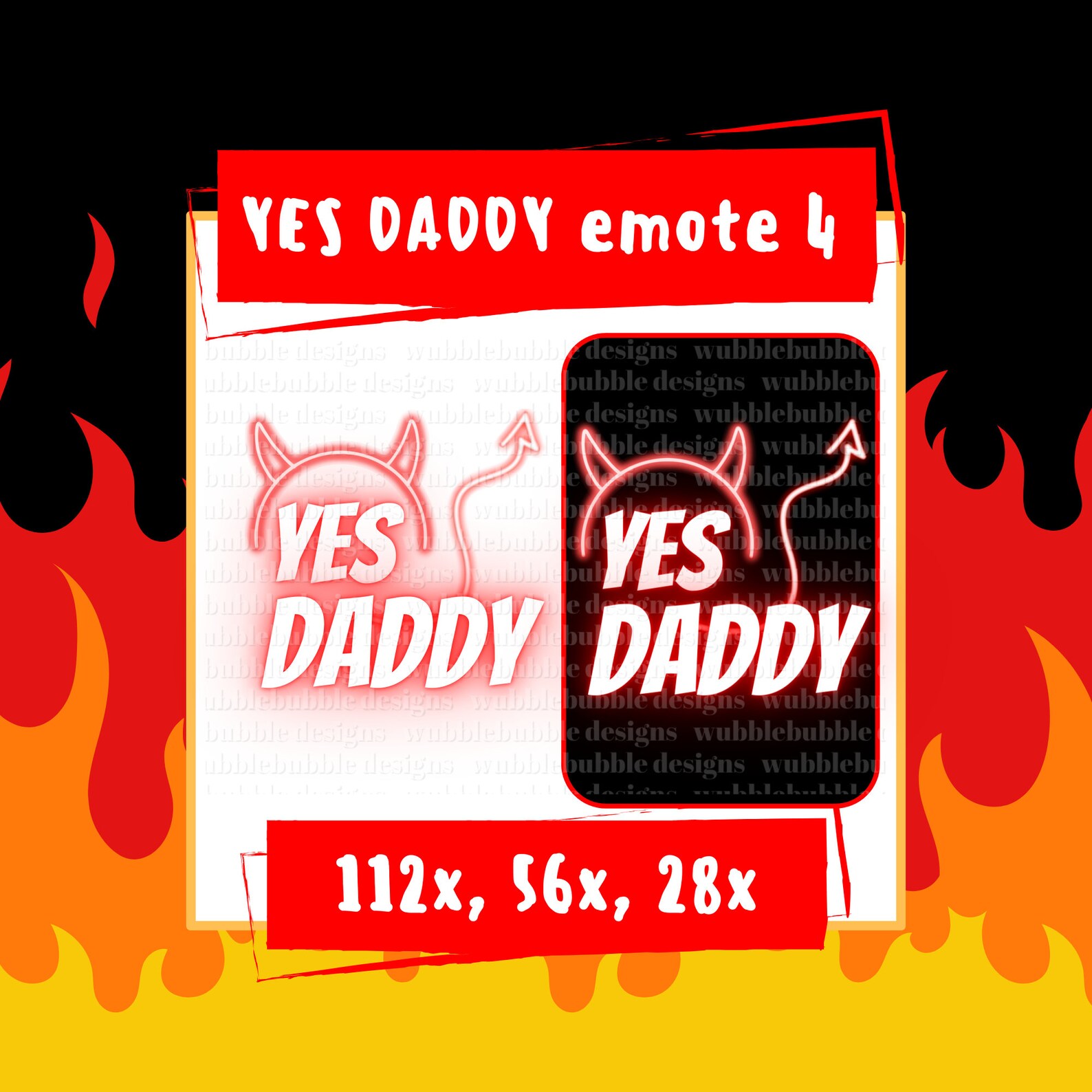 YES EMOTE Horn Devil Demon Daddy Neon Red Yes Daddy - Etsy Canada