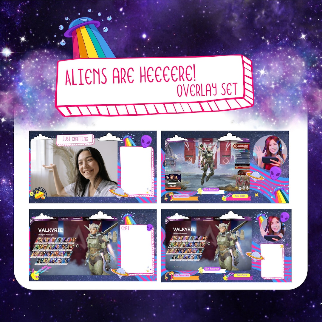 Aliens Are Here Overlay Set | FOUR Overlays for Twitch/youtube/wherever ...