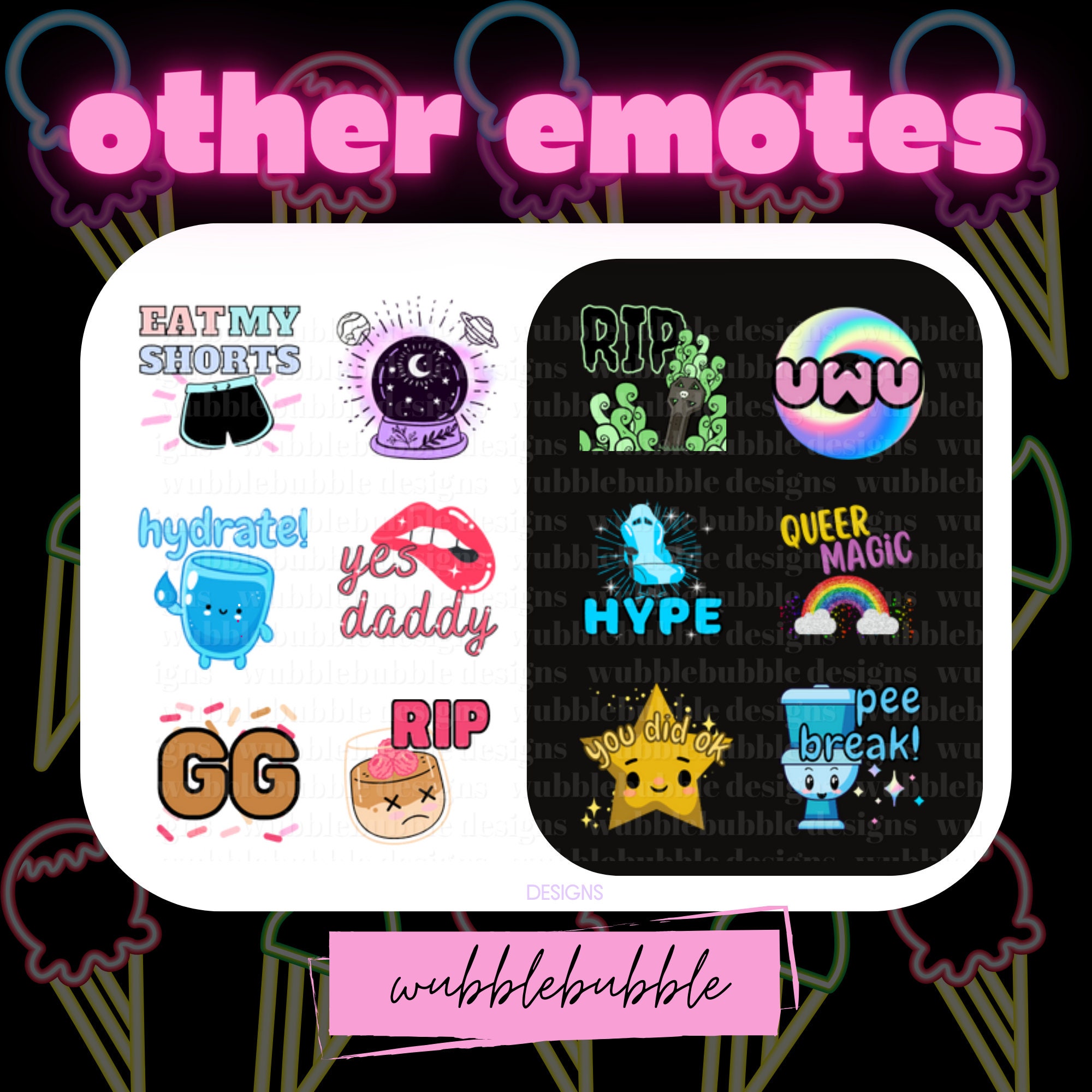 Cute RIP Emote Angel Emote Neon 112x112, 56x56, 28x28 - Etsy