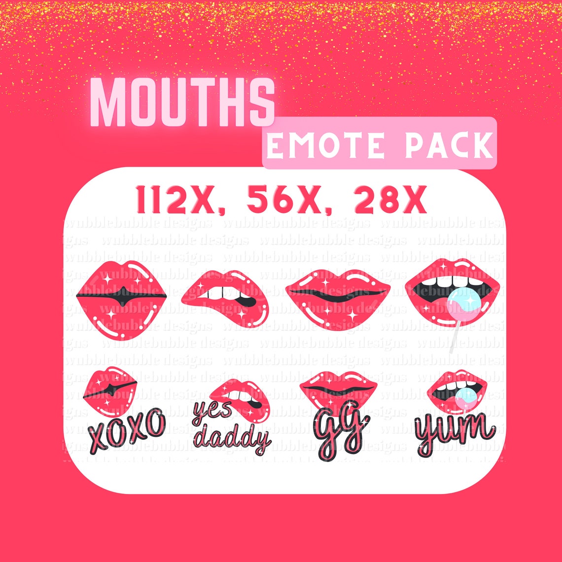 Sexy Mouths Lips Emotes Pack of 8 Emotes Pink Lips Emote Set - Etsy