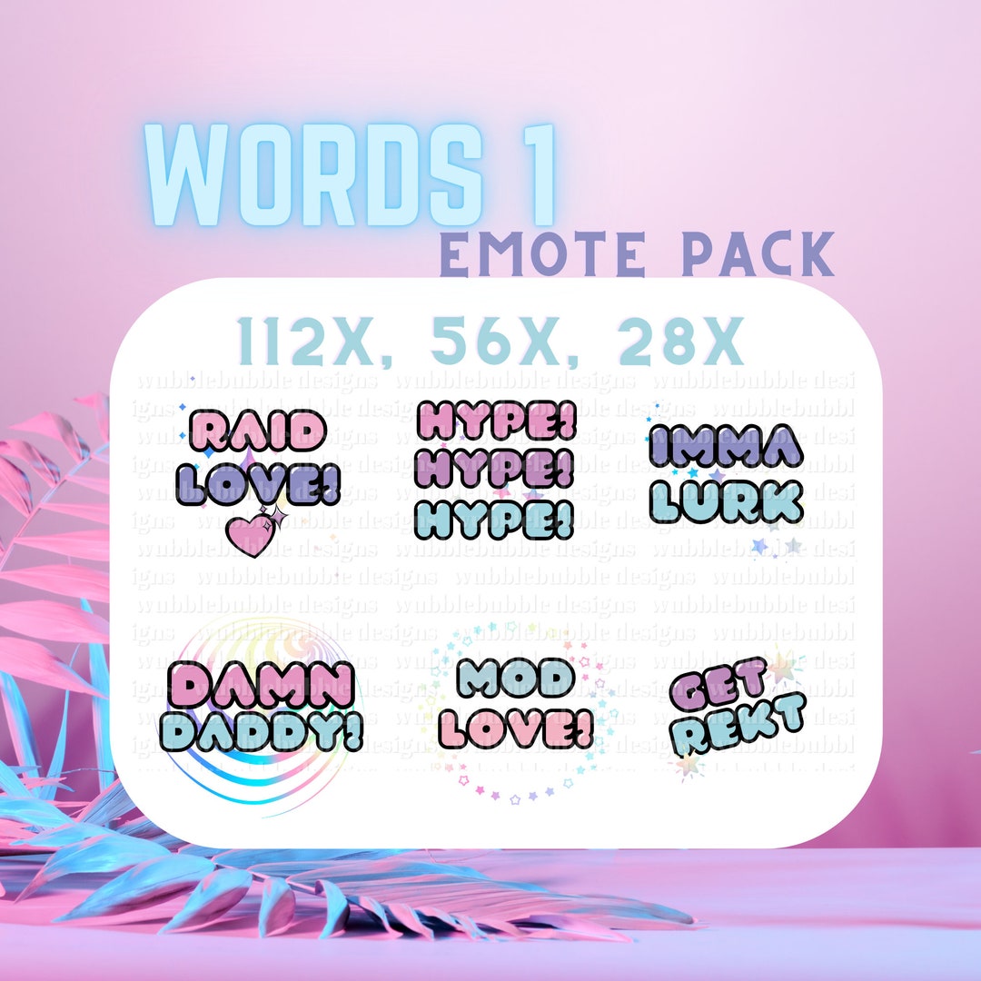 Cute Words Emote Pack | 6 Pack Emotes | Pastel Word Emotes - Etsy