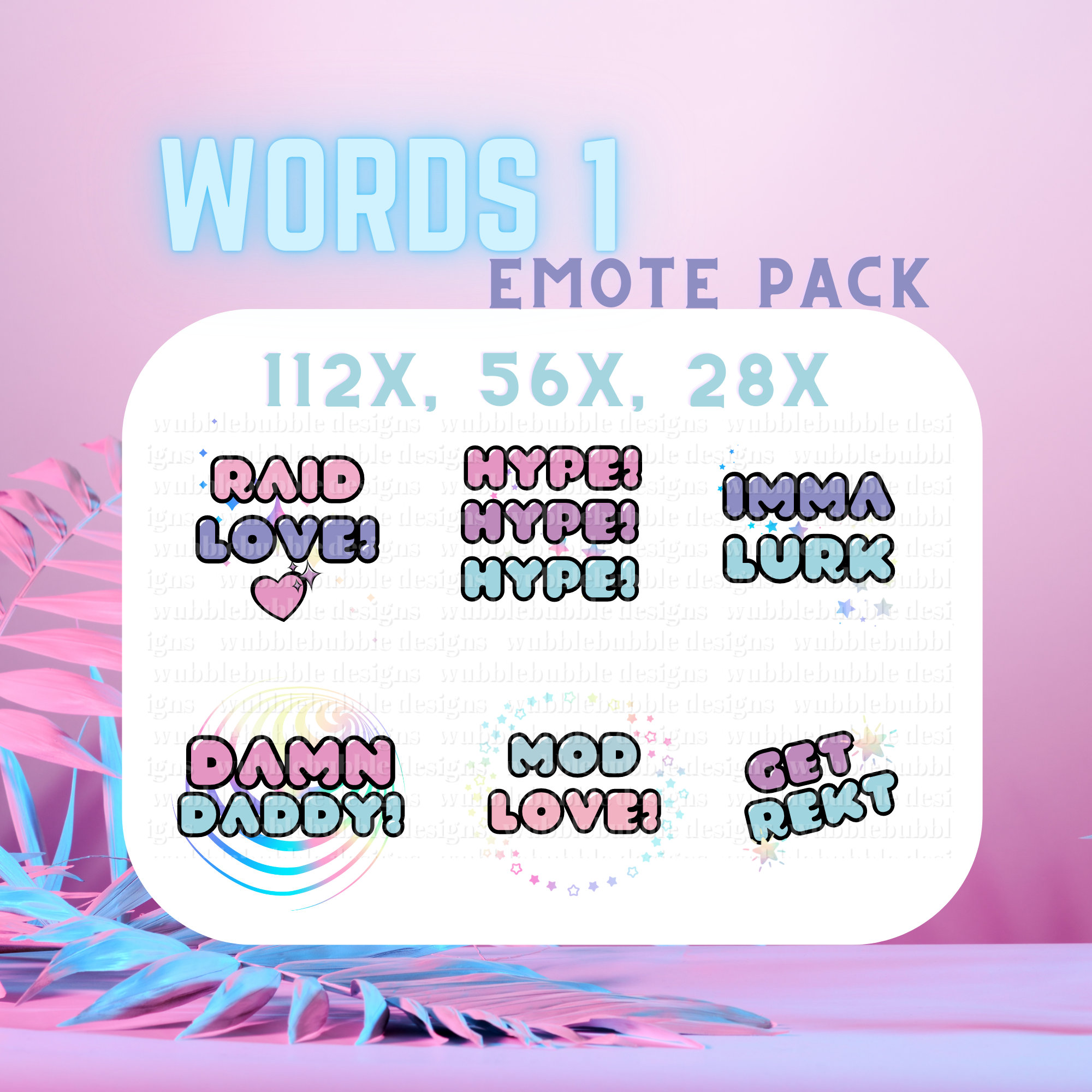 Cute Words Emote Pack | 6 Pack Emotes | Pastel Word Emotes - Etsy