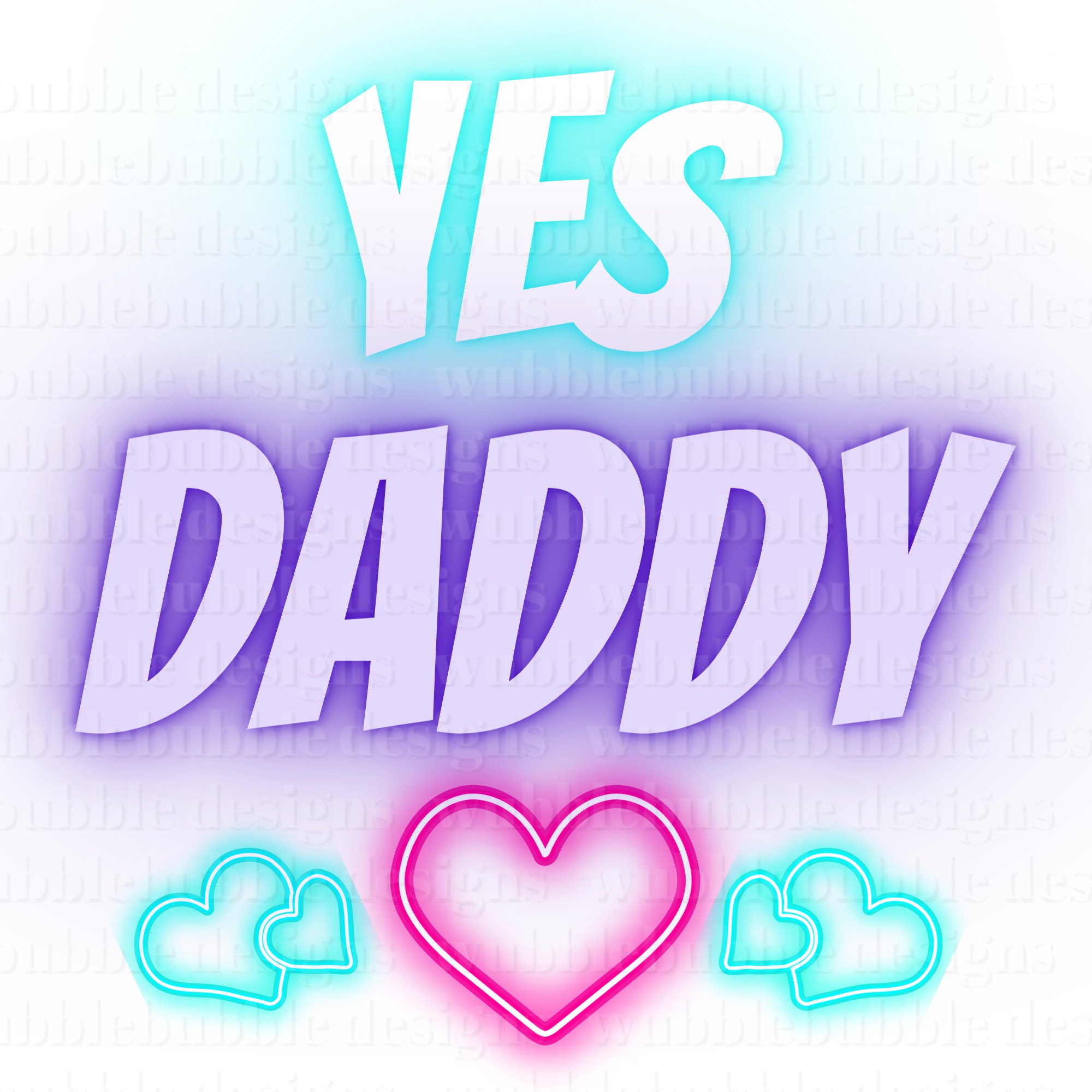 YES EMOTE | Daddy | Neon | Purple, Turquoise, and Pink - Etsy