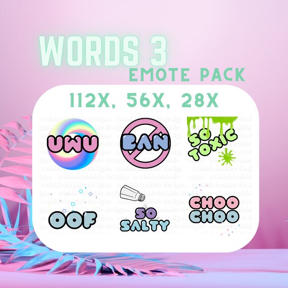 Cute Words Emote Pack 3 6 Pack Emotes Pastel Word Emotes - Etsy
