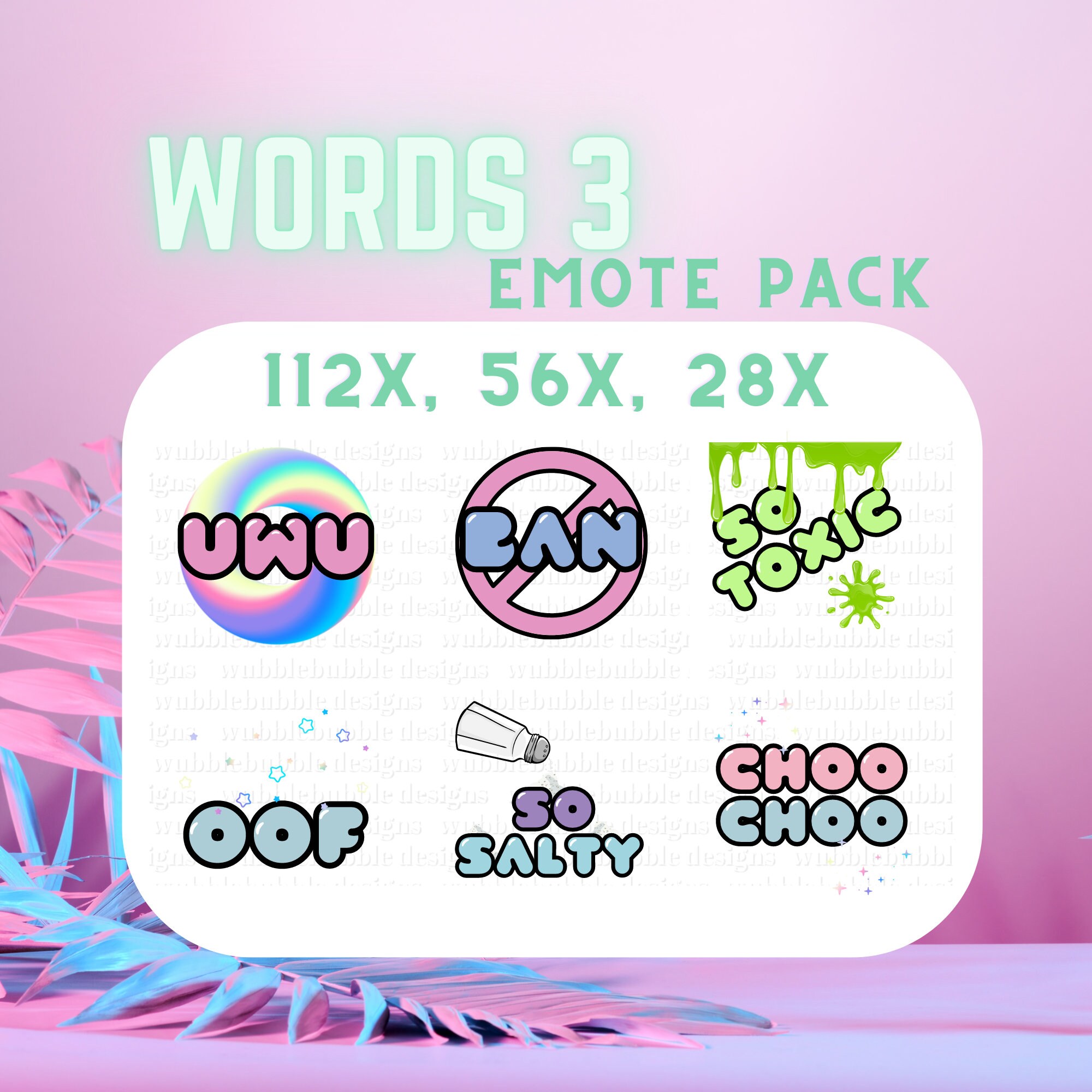 Cute Words Emote Pack 3 6 Pack Emotes Pastel Word Emotes - Etsy