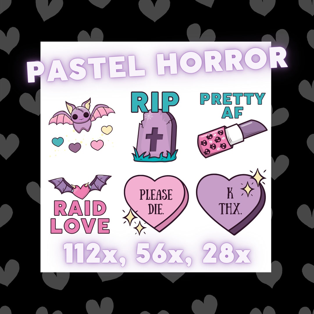 Kawaii Horror Emotes! Emote Pack of Six! Pastel Goth Emotes - Etsy