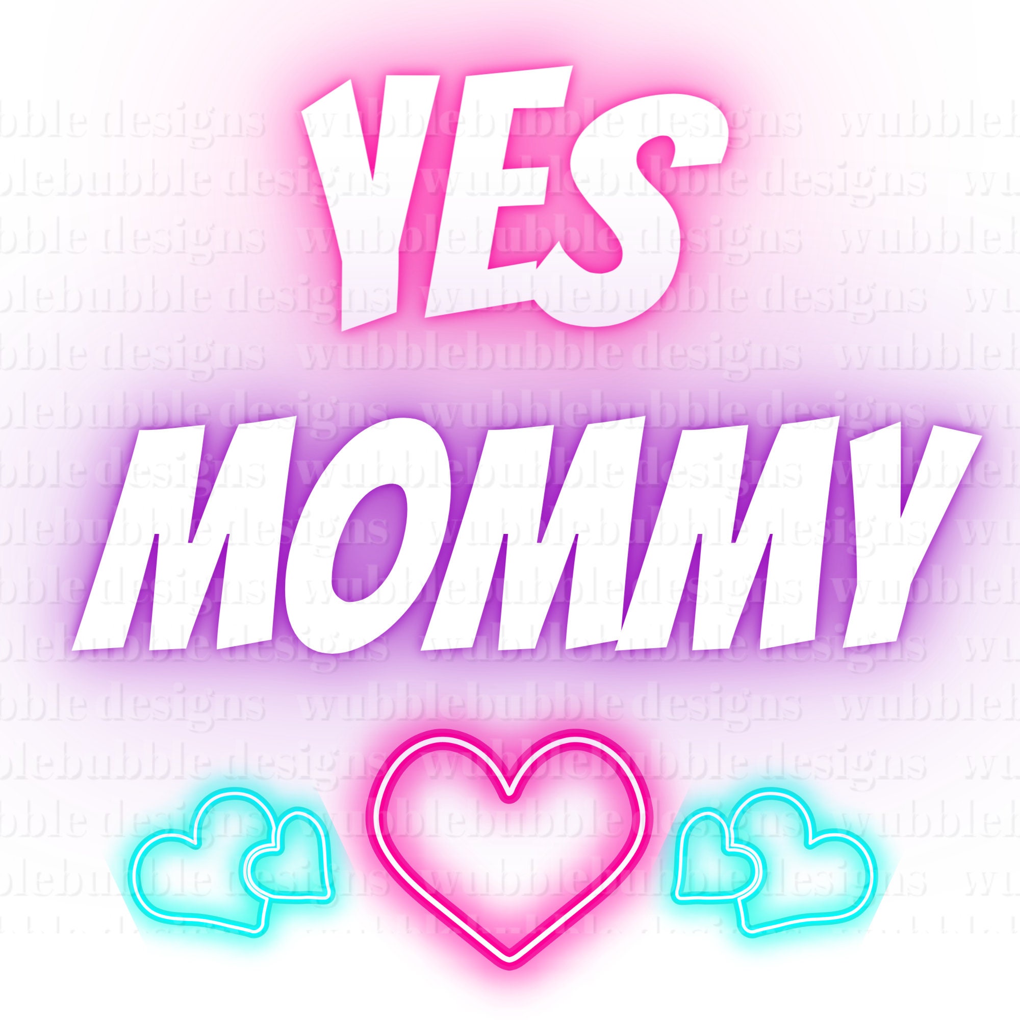 YES EMOTE | Mommy | Neon | Purple, Turquoise, and Pink | Yes Mommy! - Etsy