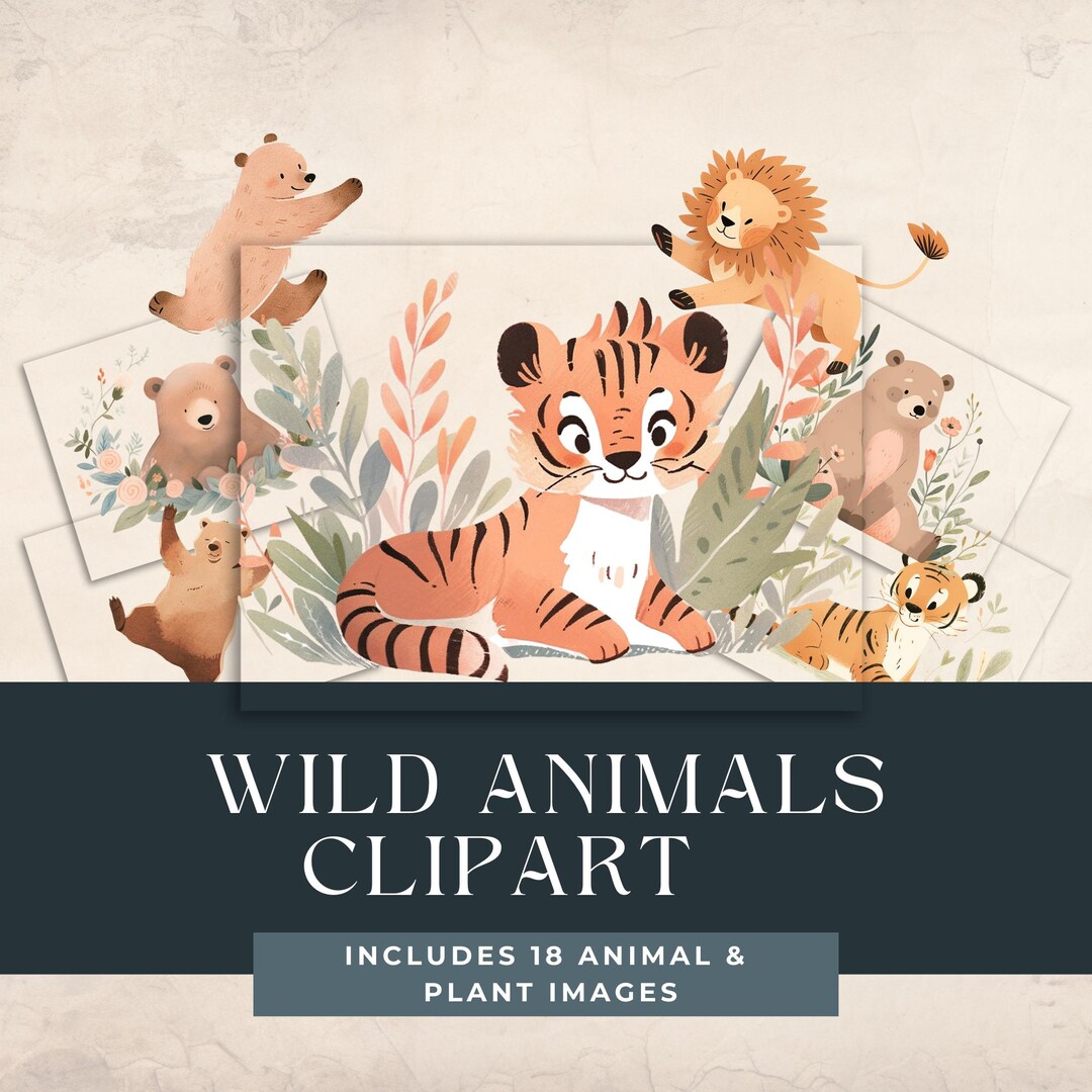 Cute Wild Animals Clipart | Bears | Tigers |canva Link | Crafting ...