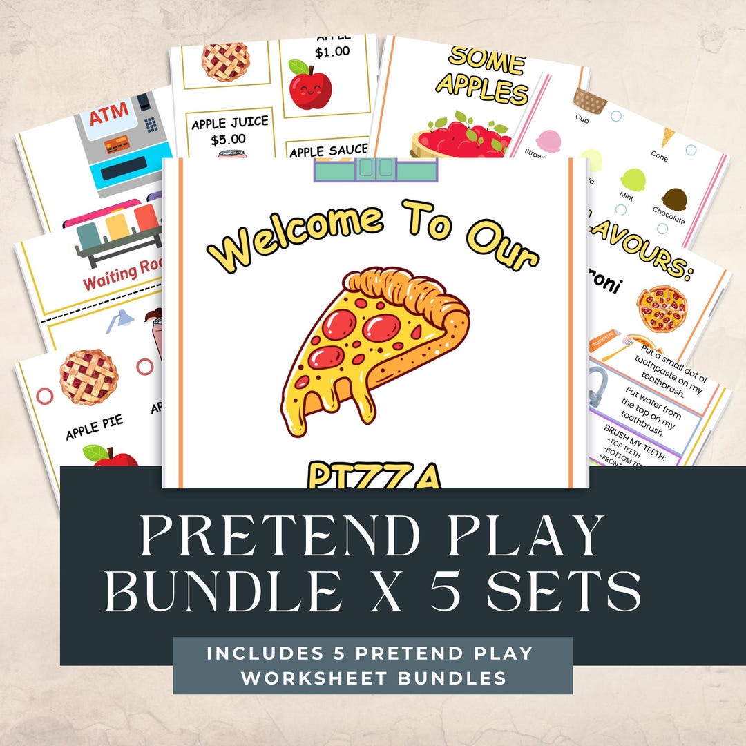 Pretend Play Printable Bundle, 5 Role Play Games, Grocery Shop, Ice ...