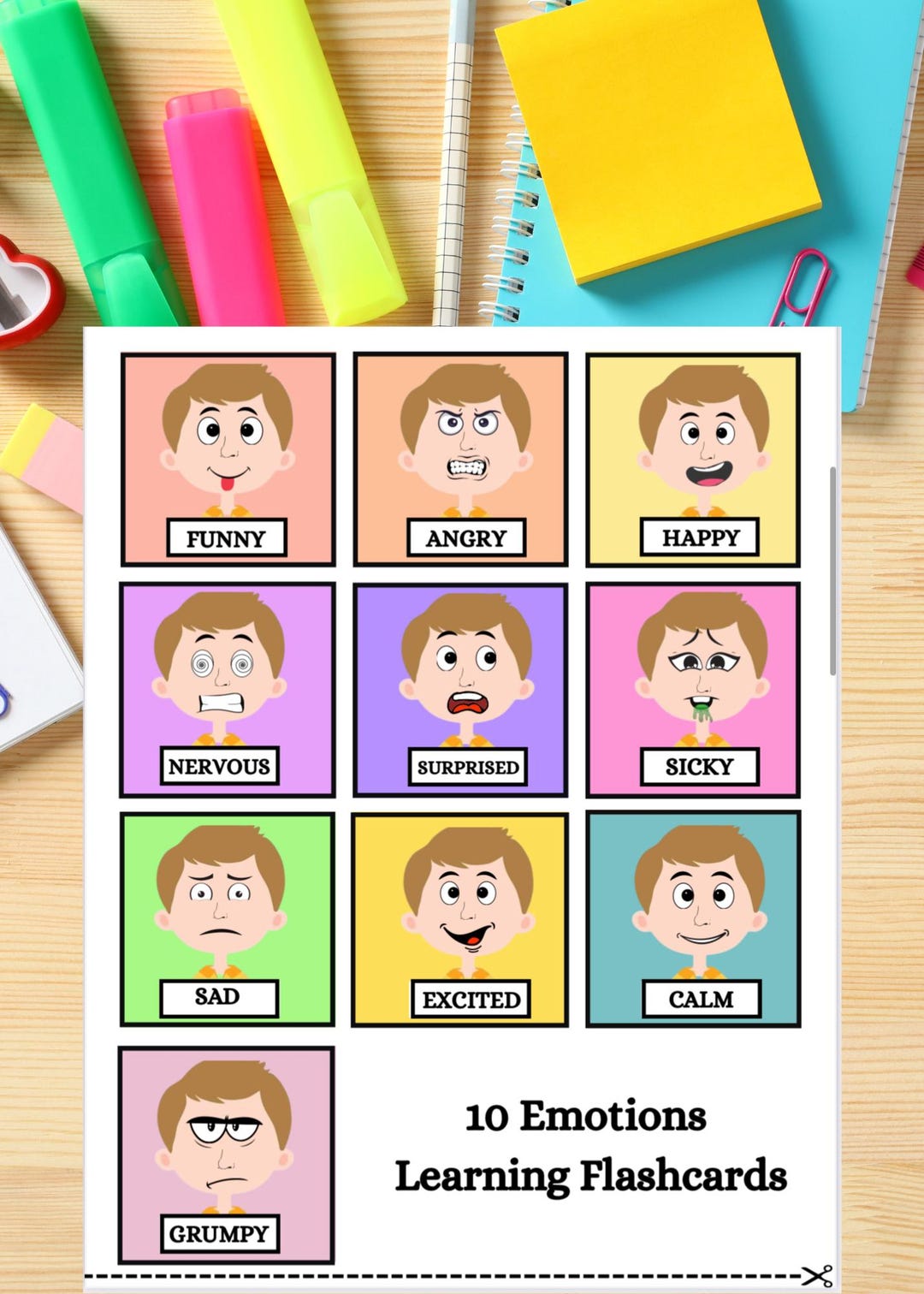 Emotions Flashcards for Children, Design A Face Feelings Activity ...