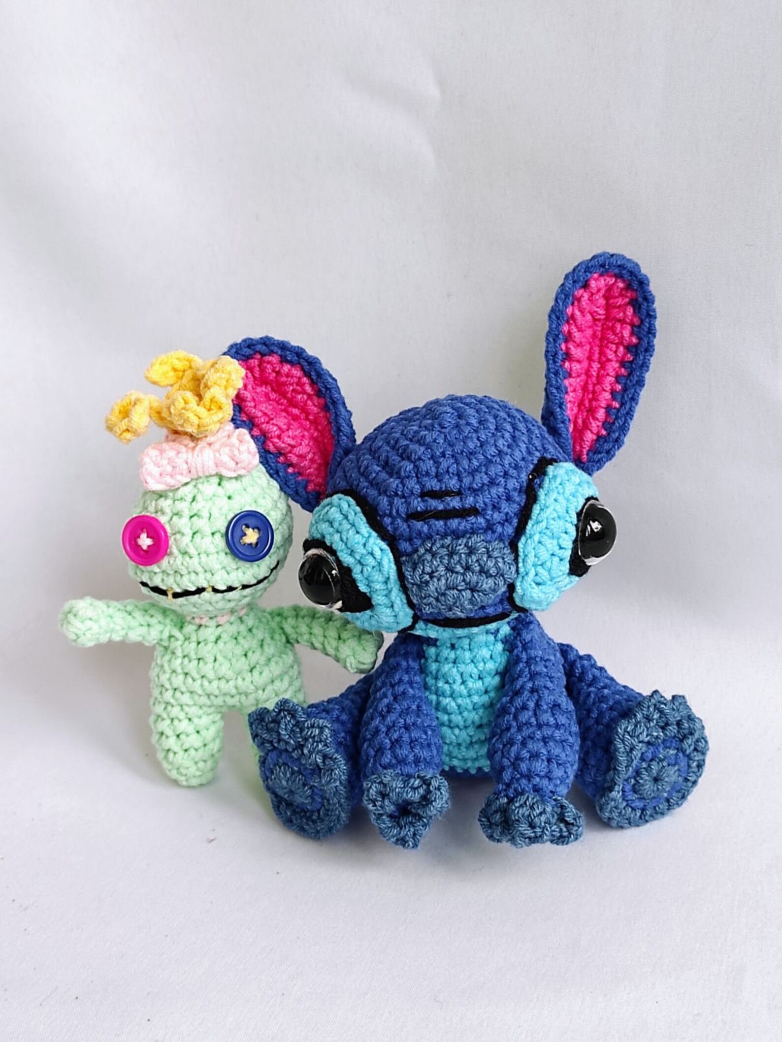 Disney Amigurumi Doll Set Lilo, Stitch & Handmade Rag Doll Crocheted ...