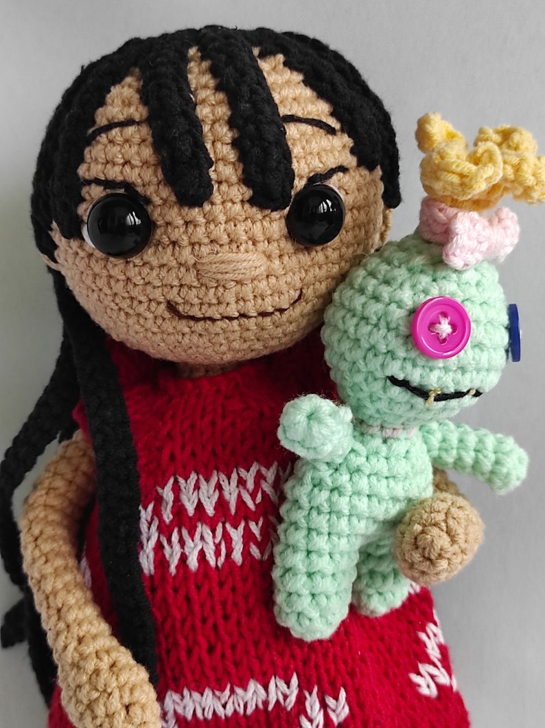 Disney Amigurumi Doll Set Lilo, Stitch & Handmade Rag Doll Crocheted ...