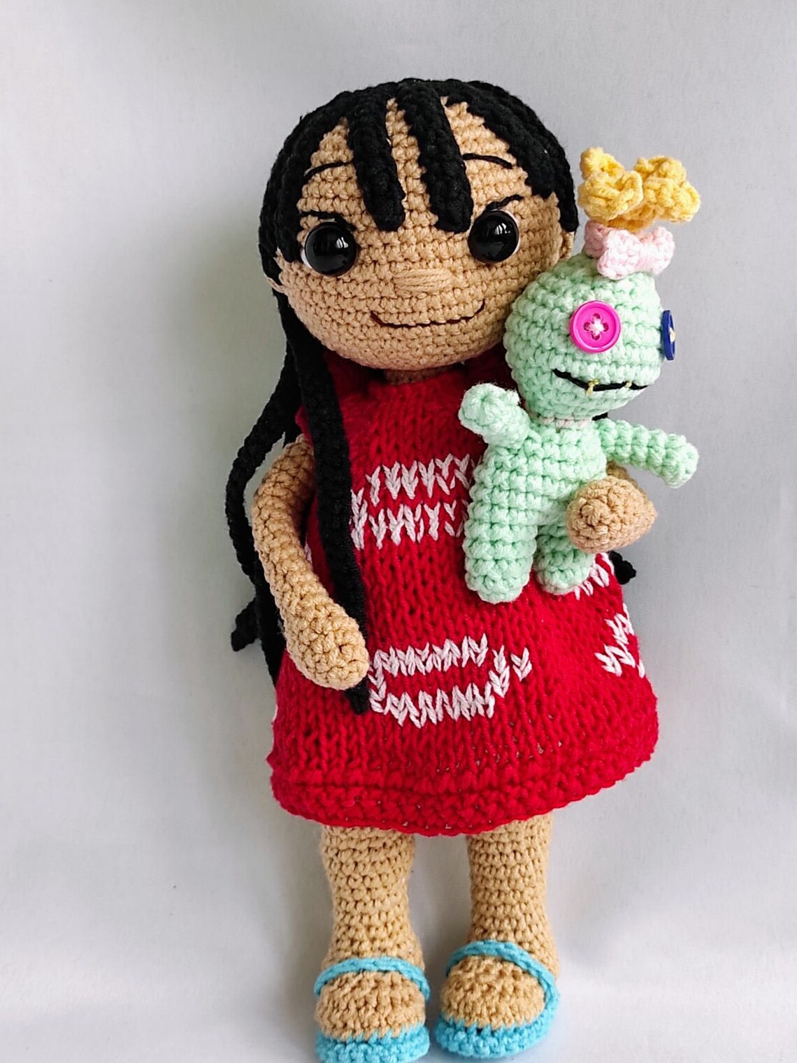 Disney Amigurumi Doll Set Lilo, Stitch & Handmade Rag Doll Crocheted ...