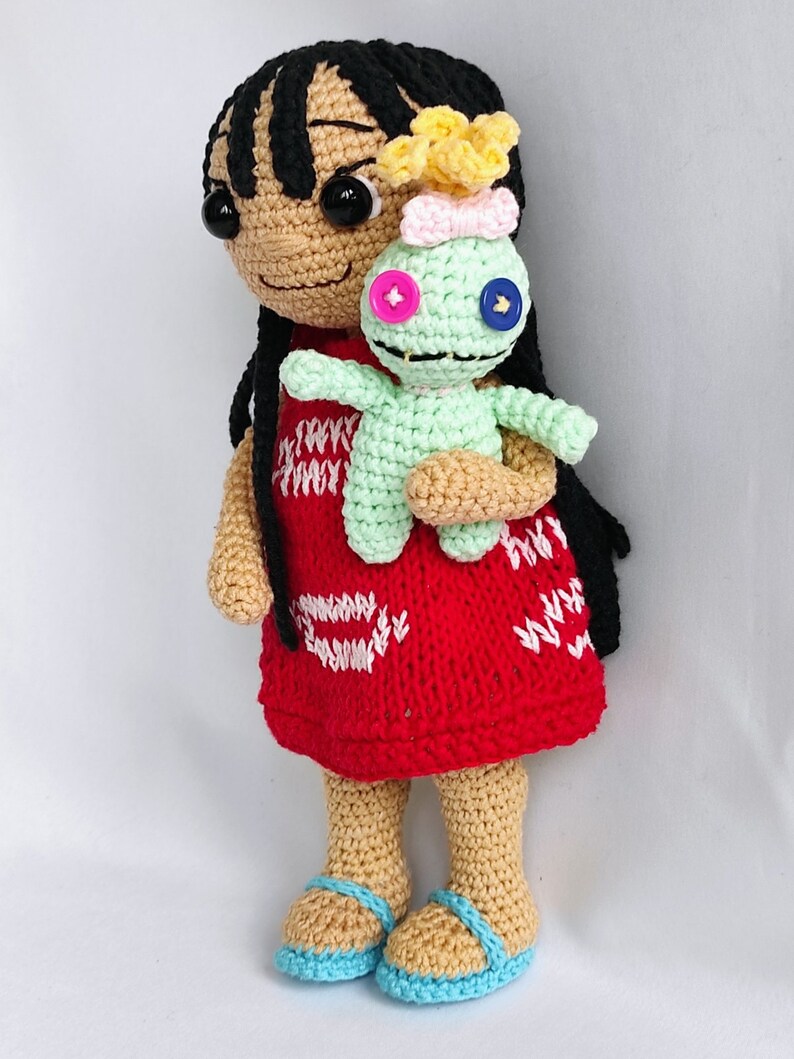 Disney Amigurumi Doll Set Lilo, Stitch & Handmade Rag Doll Crocheted ...