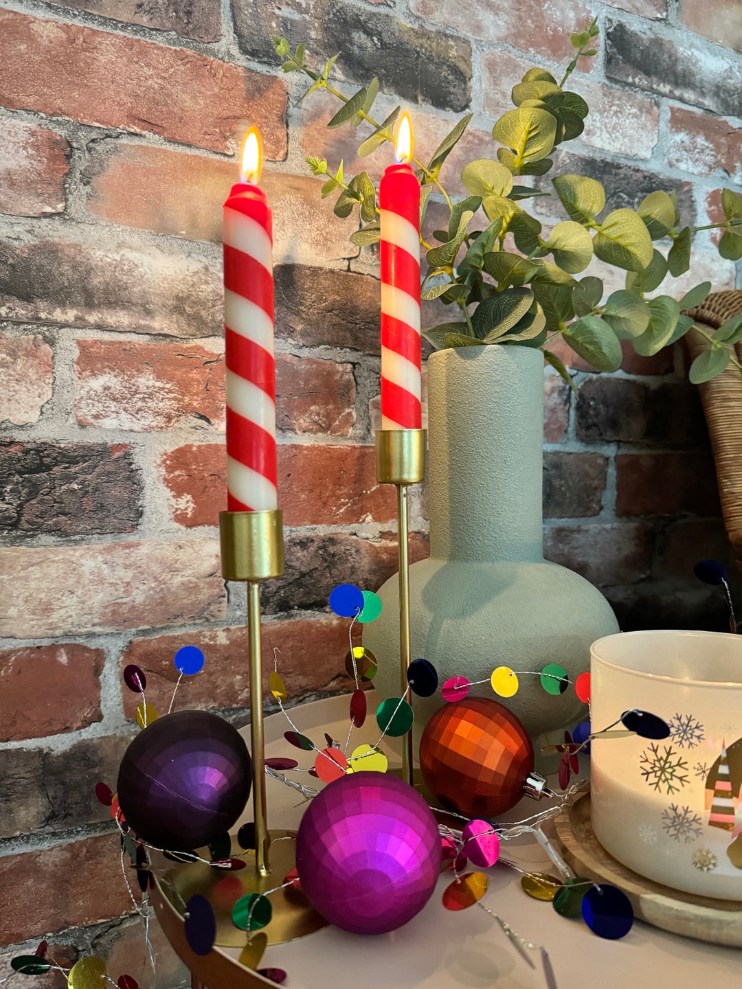 Christmas Candy Cane Candles | Red Stripy Candles | Candy Canes | Set ...