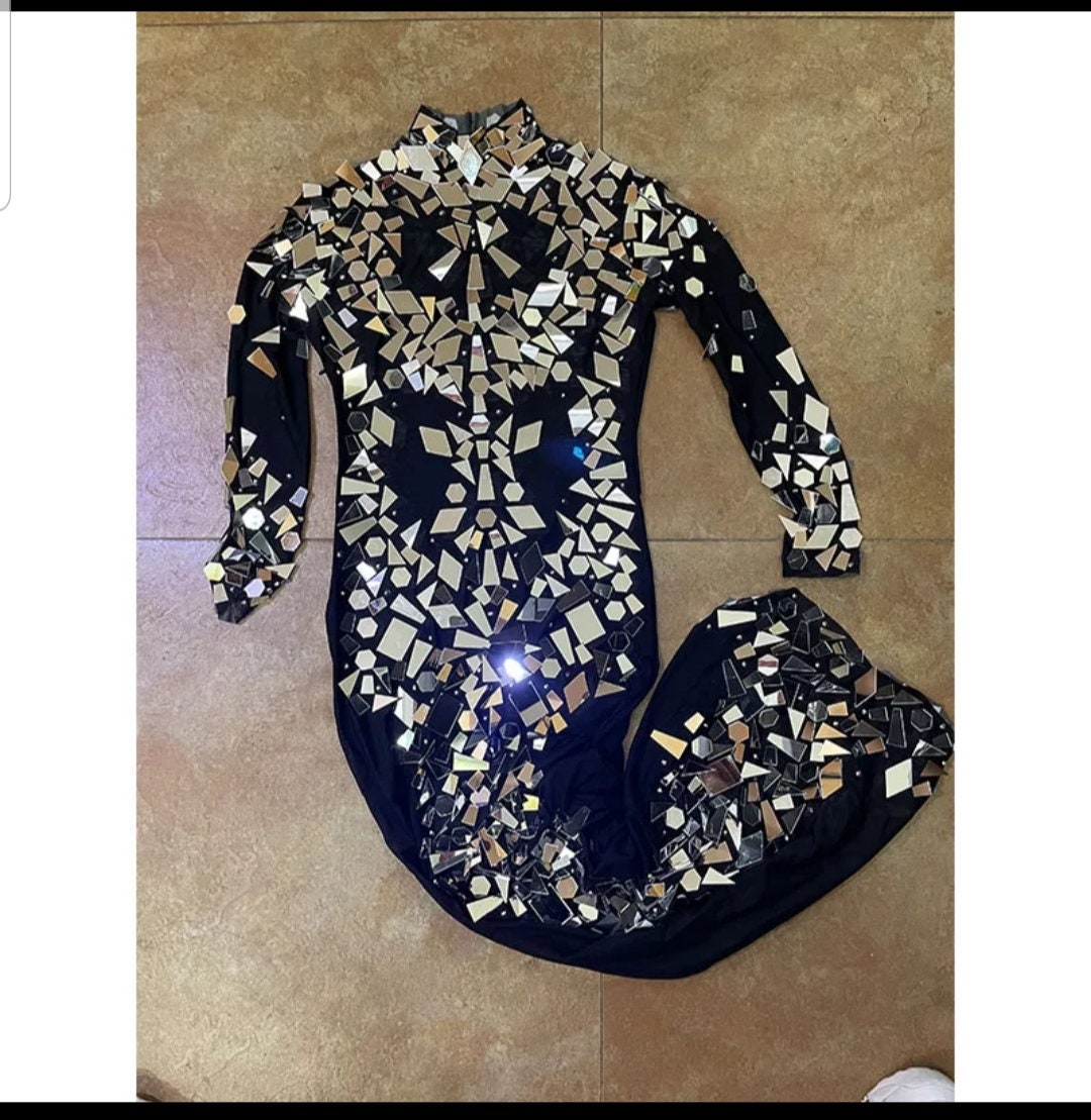 Sparkles Sheer Mesh Dress Mirror Embellish Dress Wedding - Etsy