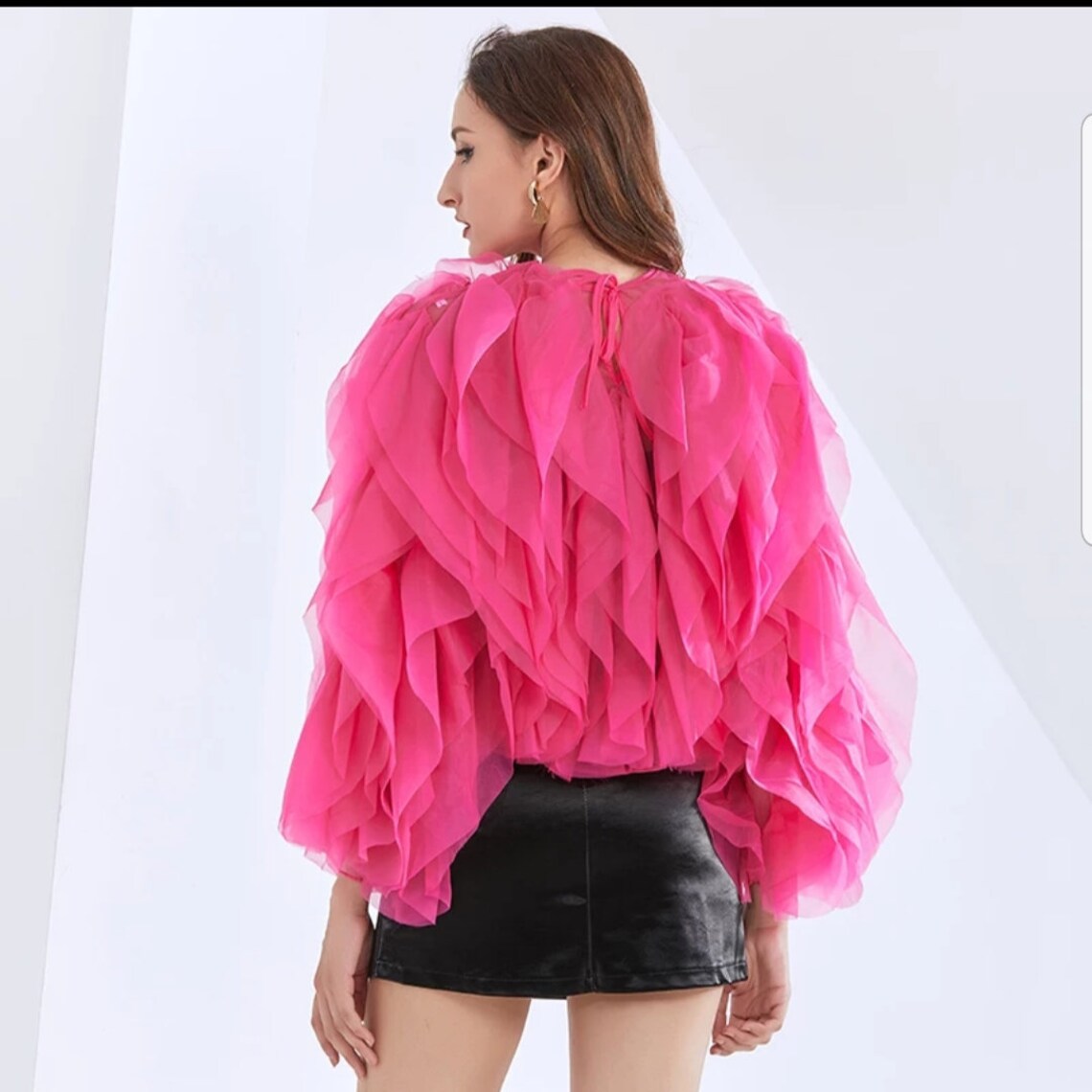 Pink Ruffle Top Tiered Top Blouse Bridal Top Prom Top - Etsy