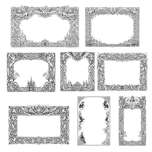 Medieval Fantasy Border Frames - Vintage Clipart, SVG, PNG (digital ...