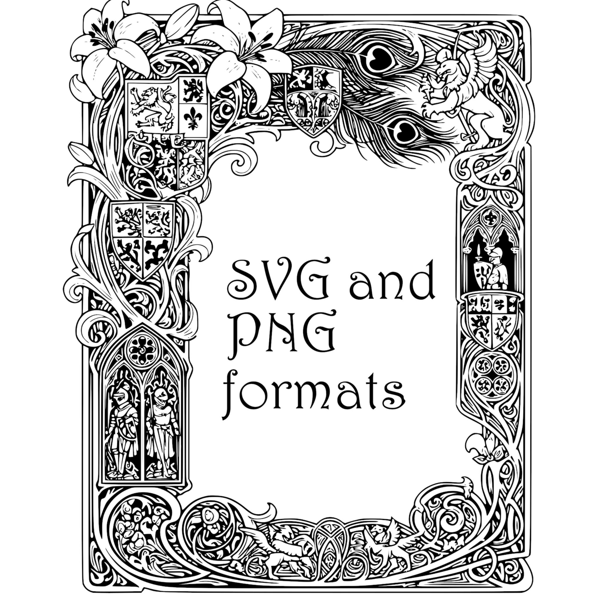 Medieval Fantasy Border Frames - Vintage Clipart, SVG, PNG (digital ...