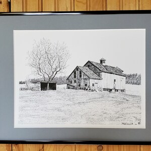 Rustic Barn Pen and Ink Drawing: Country Wall Art Print (8.5" X 12") - Etsy