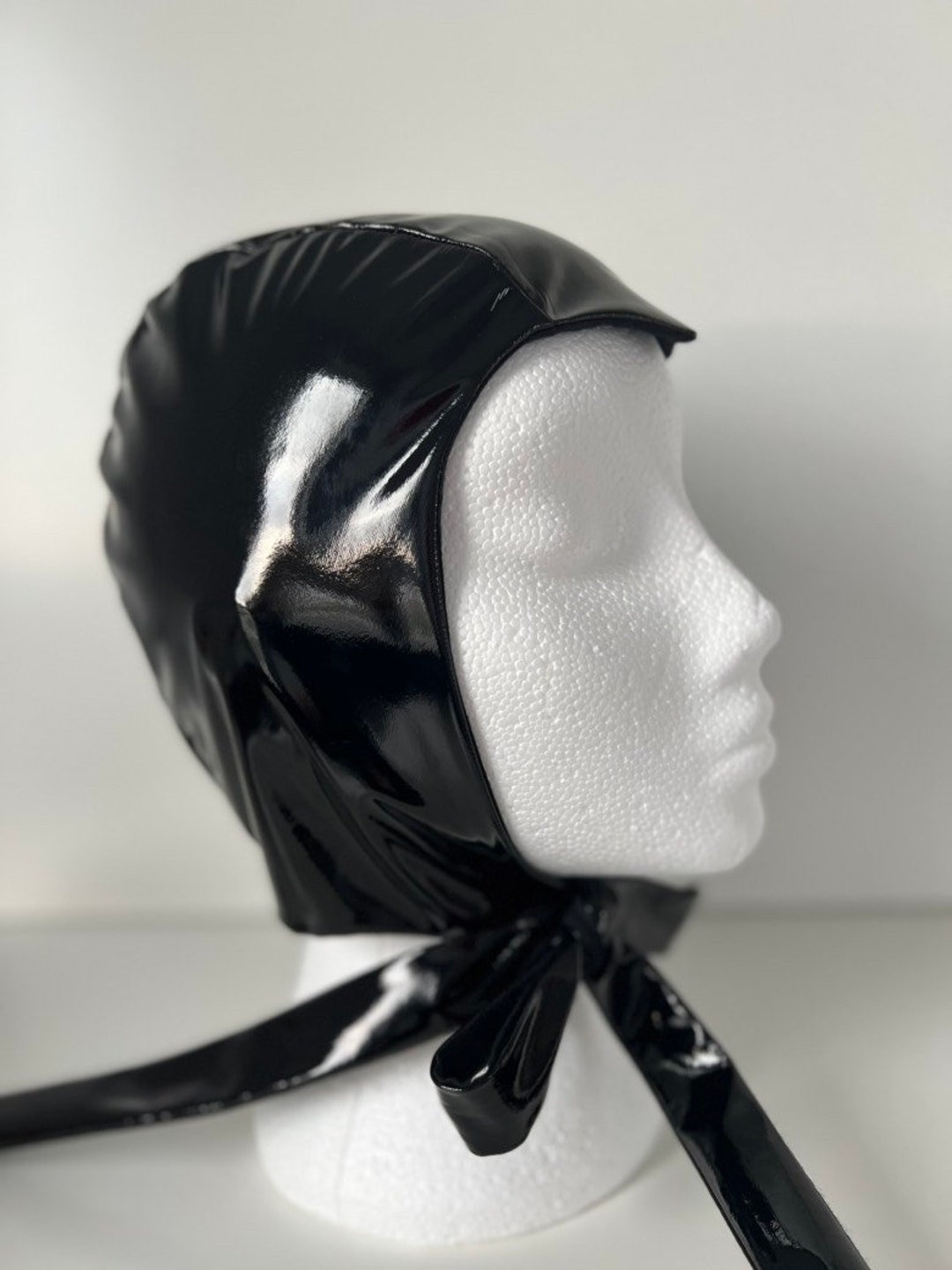 Black Latex Hat Vintage Bonnet Devil Hood Latex Hood - Etsy