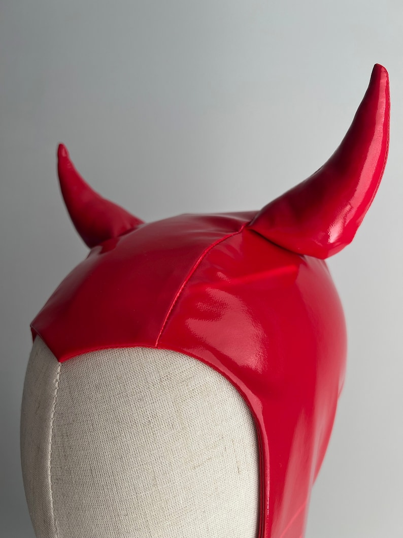 Red Devil Horn Hat, Devil Vintage Bonnet, Devil Hood, Hat With Horns ...