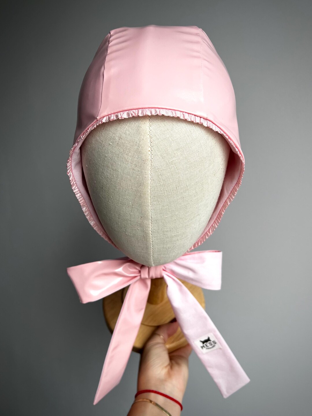 Pink PVC Hat With Frills, Vintage Bonnet, Latex Hood, Vinyl Adult ...