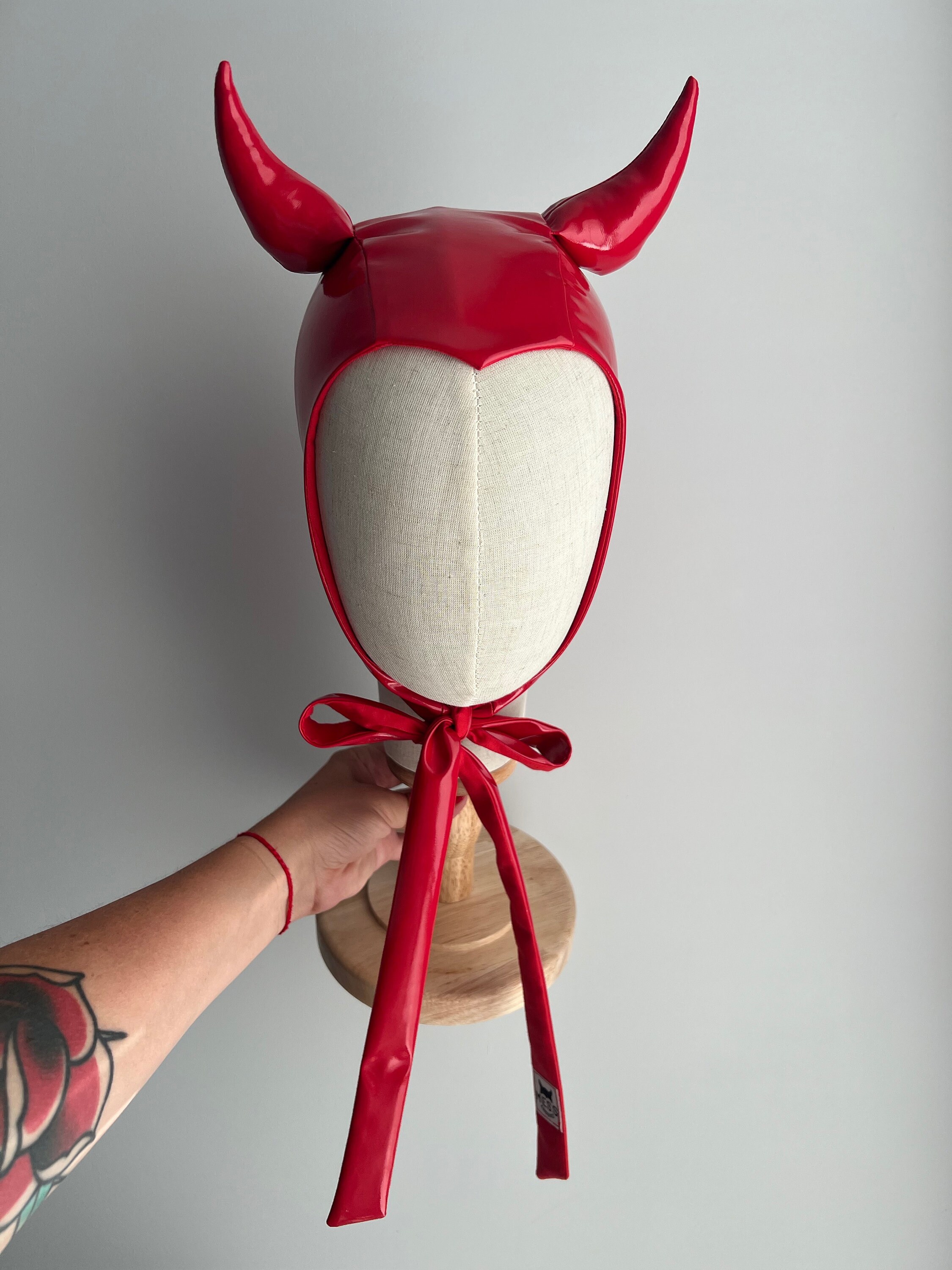 Red Devil Horn Hat Devil Vintage Bonnet Devil Latex Hood - Etsy Australia