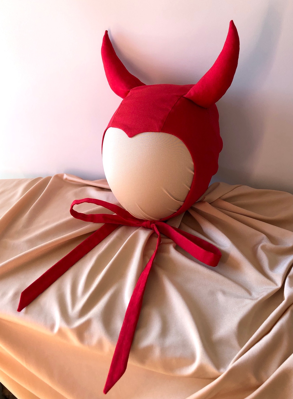 Red Devil Horn Hat Devil Vintage Bonnet Devil Hood Hat With - Etsy