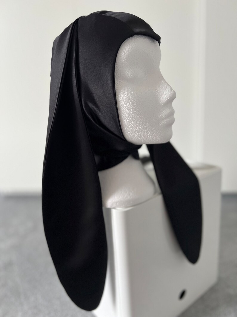 Black Satin Bunny Ears Hat Bunny Vintage Bonnet Bunny Hood - Etsy