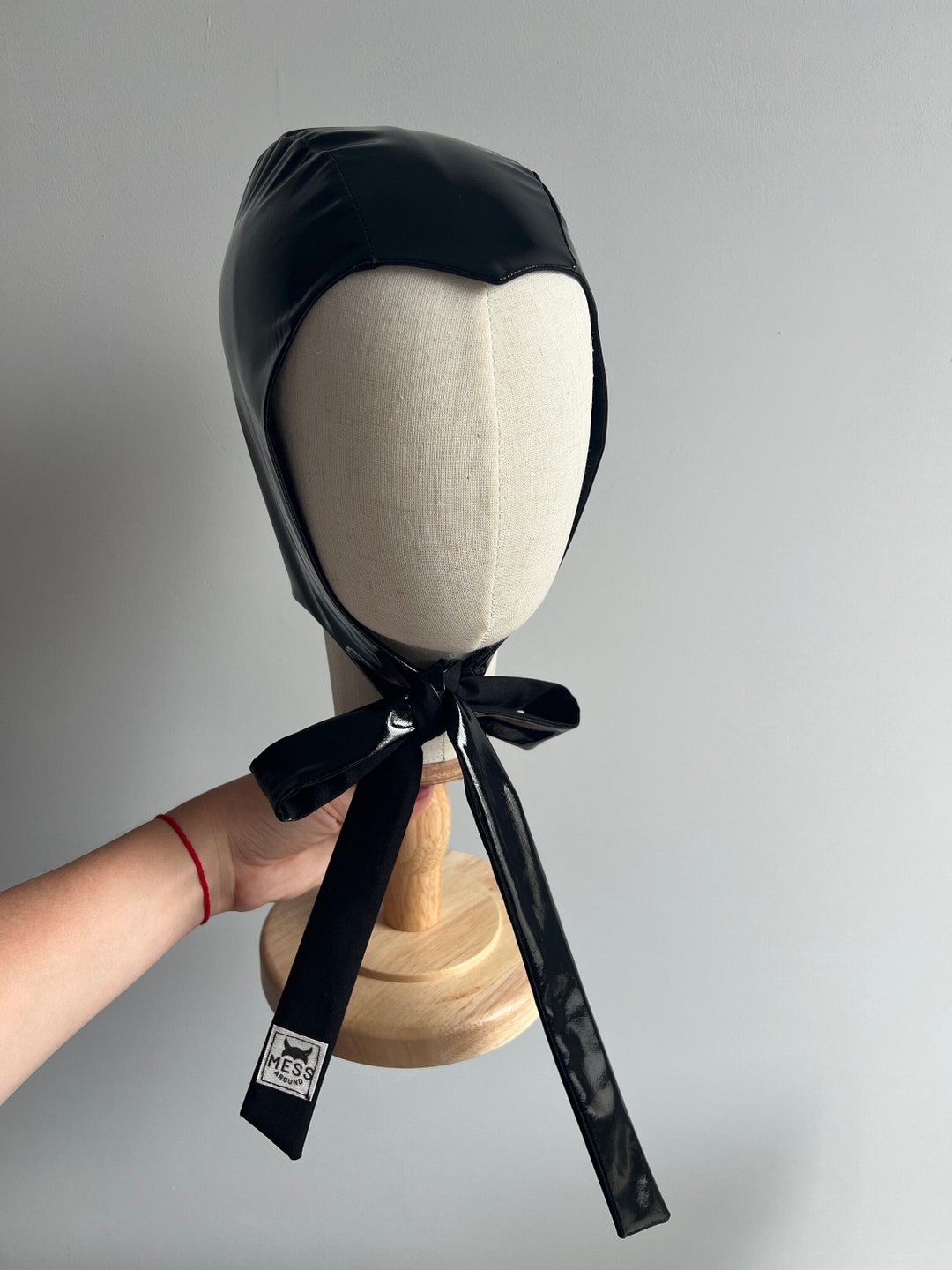 Black Latex Hat, Vintage Bonnet, Devil Hood, Latex Hood - Etsy