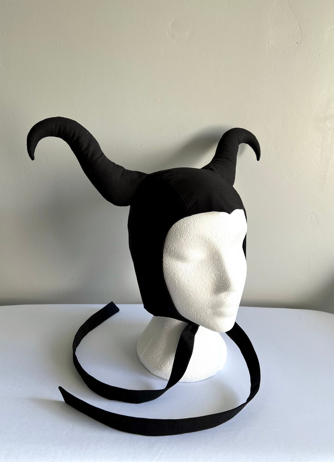 Black Devil Horn Hat, Devil Vintage Bonnet, Maleficent Headpiece, Hat ...