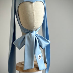 Blue Satin Bunny Ears Hat, Bunny Vintage Bonnet, Bunny Hood, Adult Hat ...