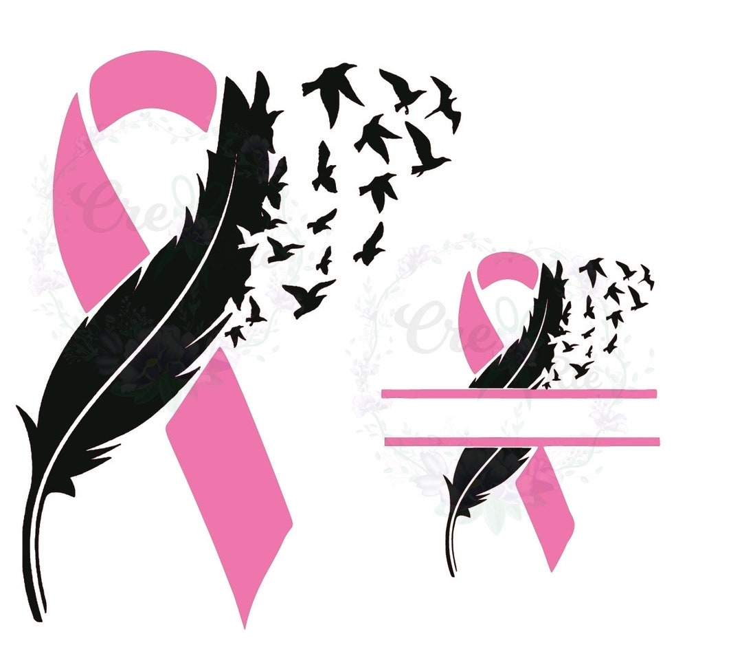 Cancer Ribbon With Feather - Etsy