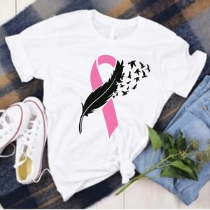 Cancer Ribbon With Feather - Etsy