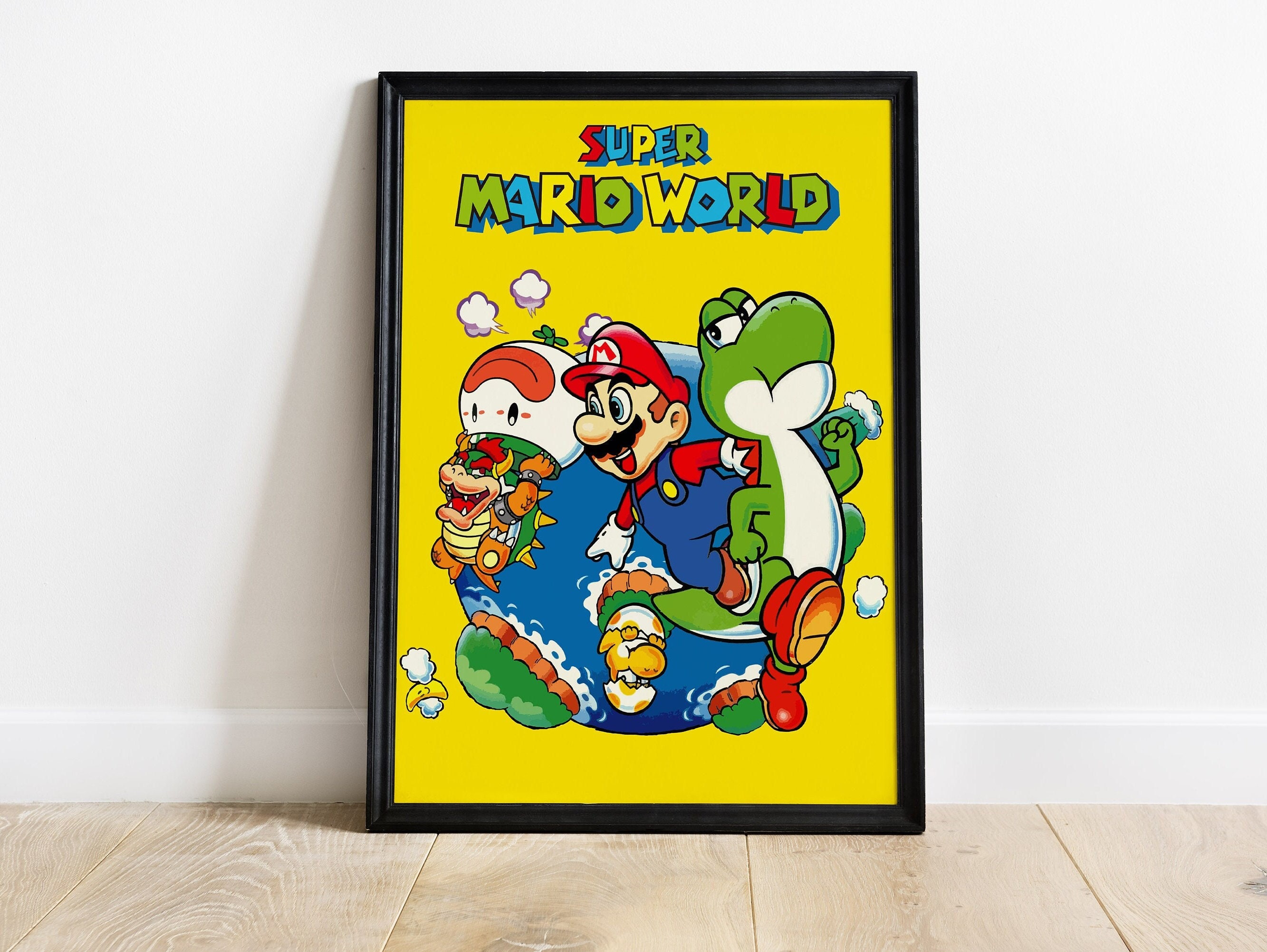 Poster Super Mario World - Super Nintendo Mario And Yoshi Cover Artwork ...
