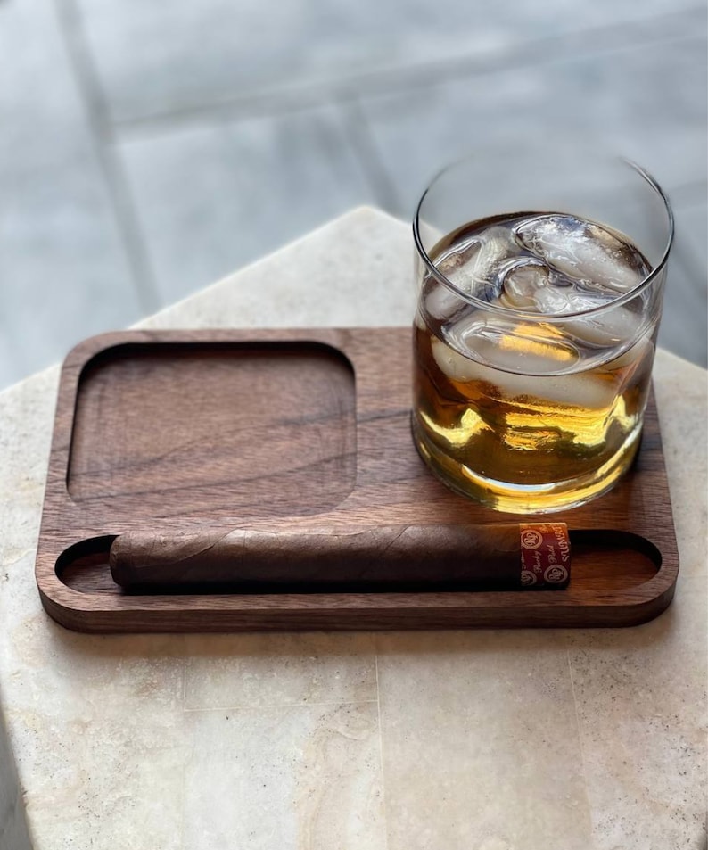 Leaf & Barrel Board| Whiskey and Cigar Board| Personalized Cigar ...