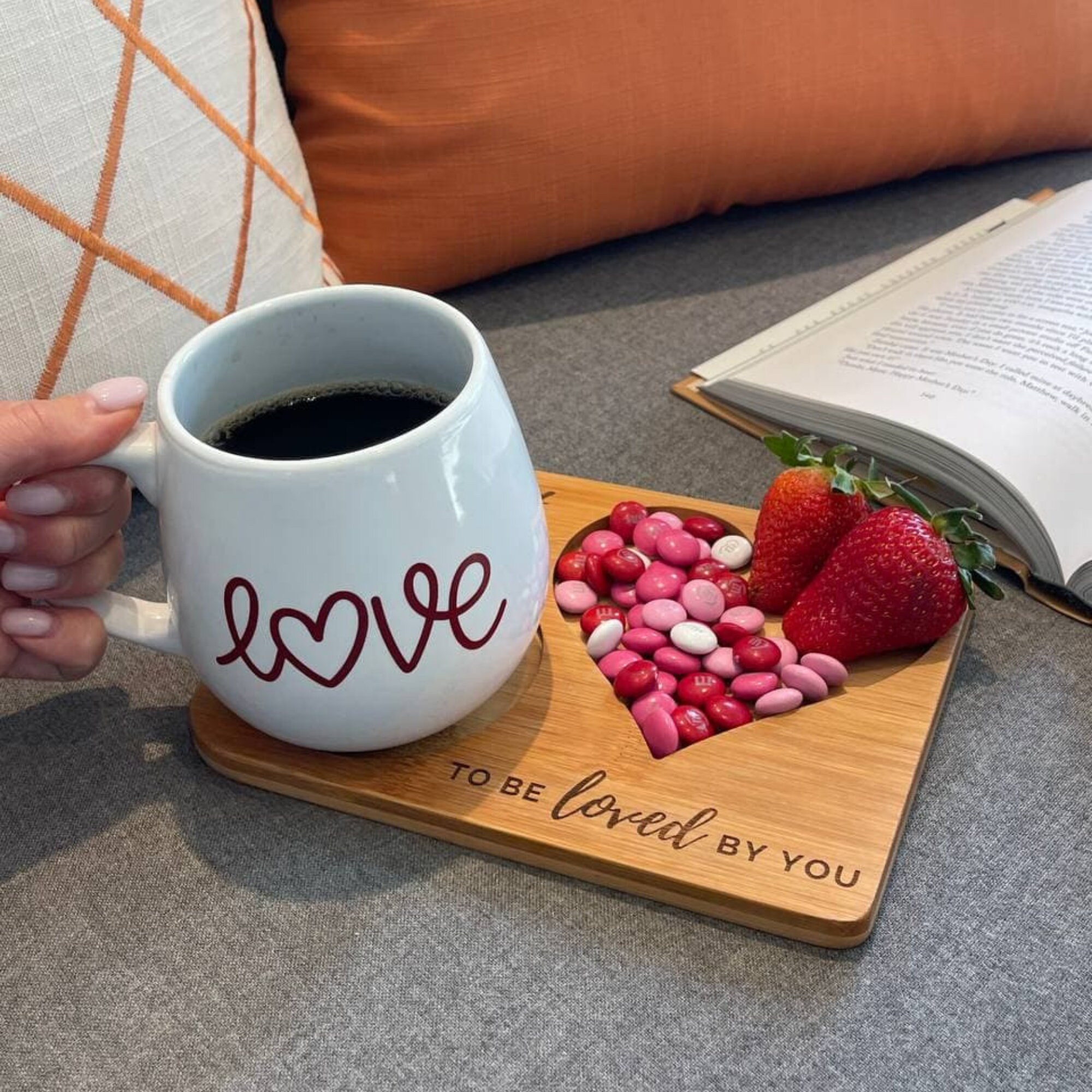 Coffee and Sweets Snack Tray Breakfast Plate Cup Holder Biscuit Board ...