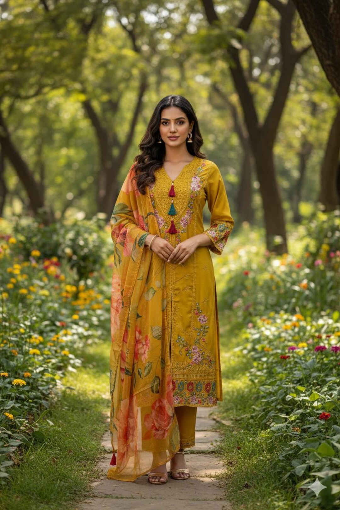 Yellow Embroidery Kurta Set - Party Wear Pakistani Suit/ Salwar Kameez ...