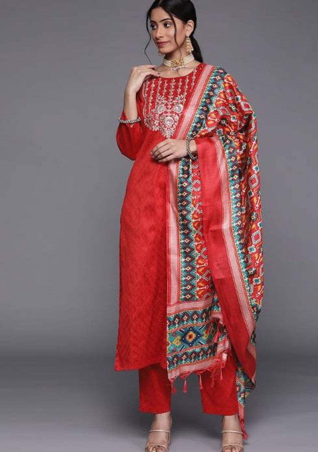 Marriage Ceremony Dress Indian Wedding Dress Ethnic Kurta Set Women Red ...
