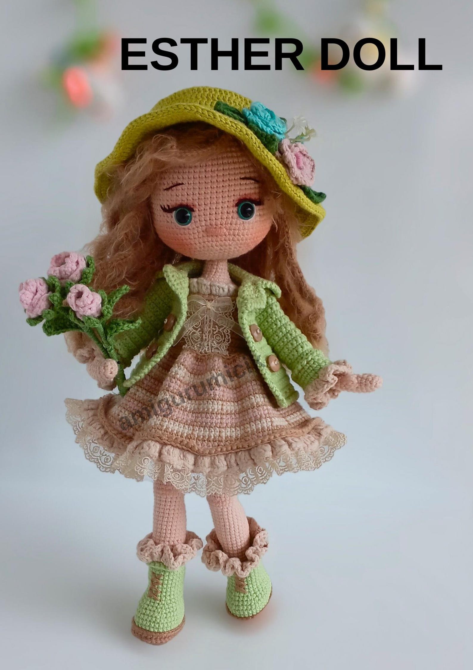 Handmade Amigurumi Crochet Doll- Organic Yarn Toy- Esther Doll (35cm ...