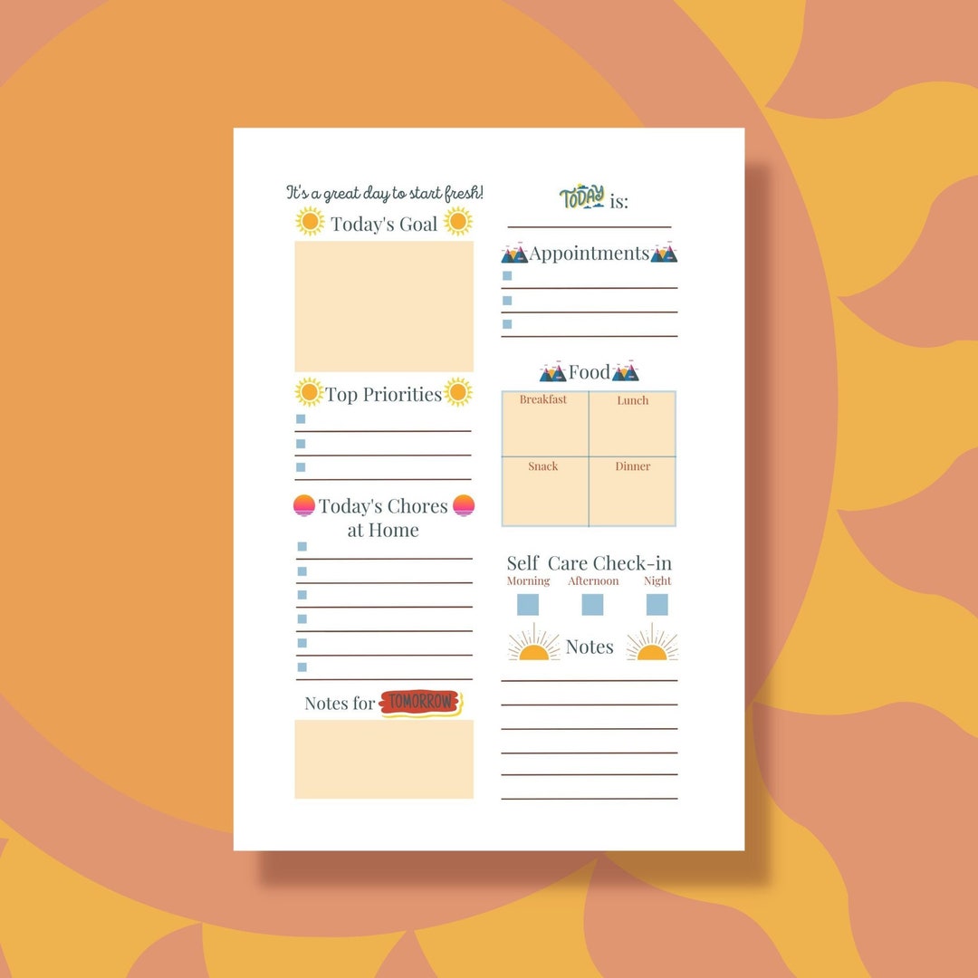Easy Printable Daily Planner, Sunset - Etsy