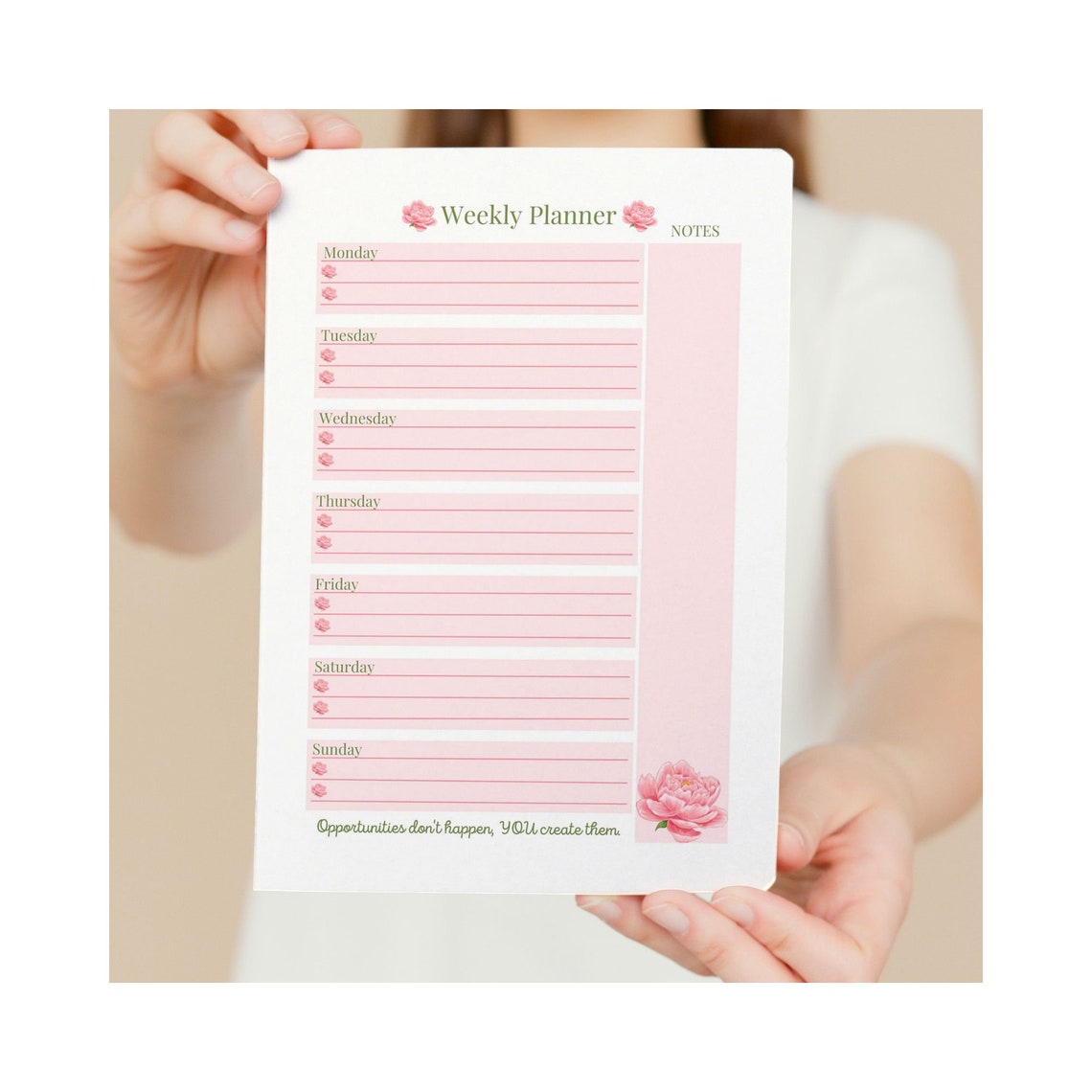 Printable Weekly Planner With Peony Flowers - Etsy