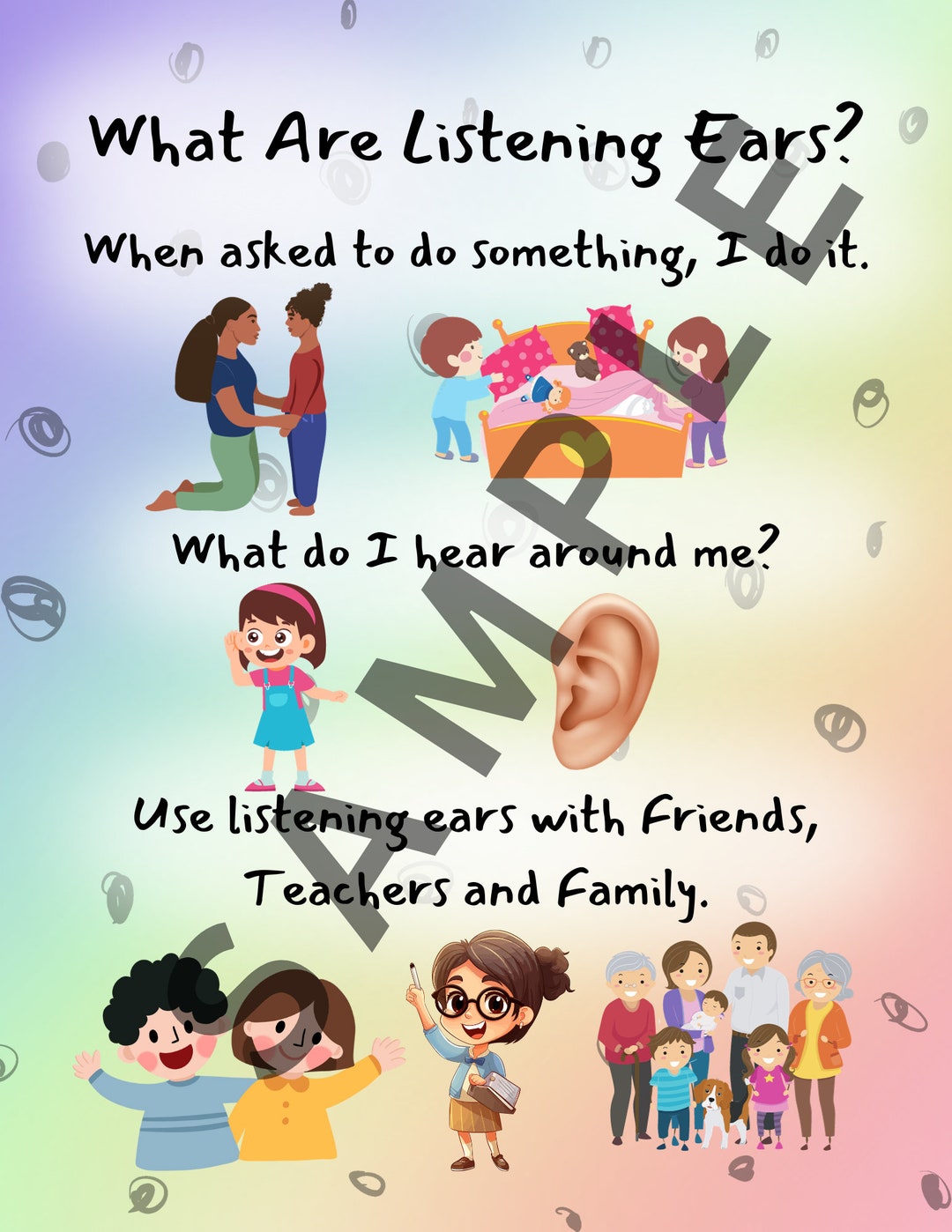 Printable Poster What Are Listening Ears for Kids - Etsy