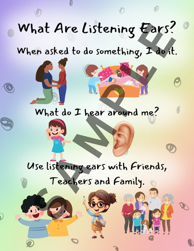 Printable Poster What Are Listening Ears for Kids - Etsy