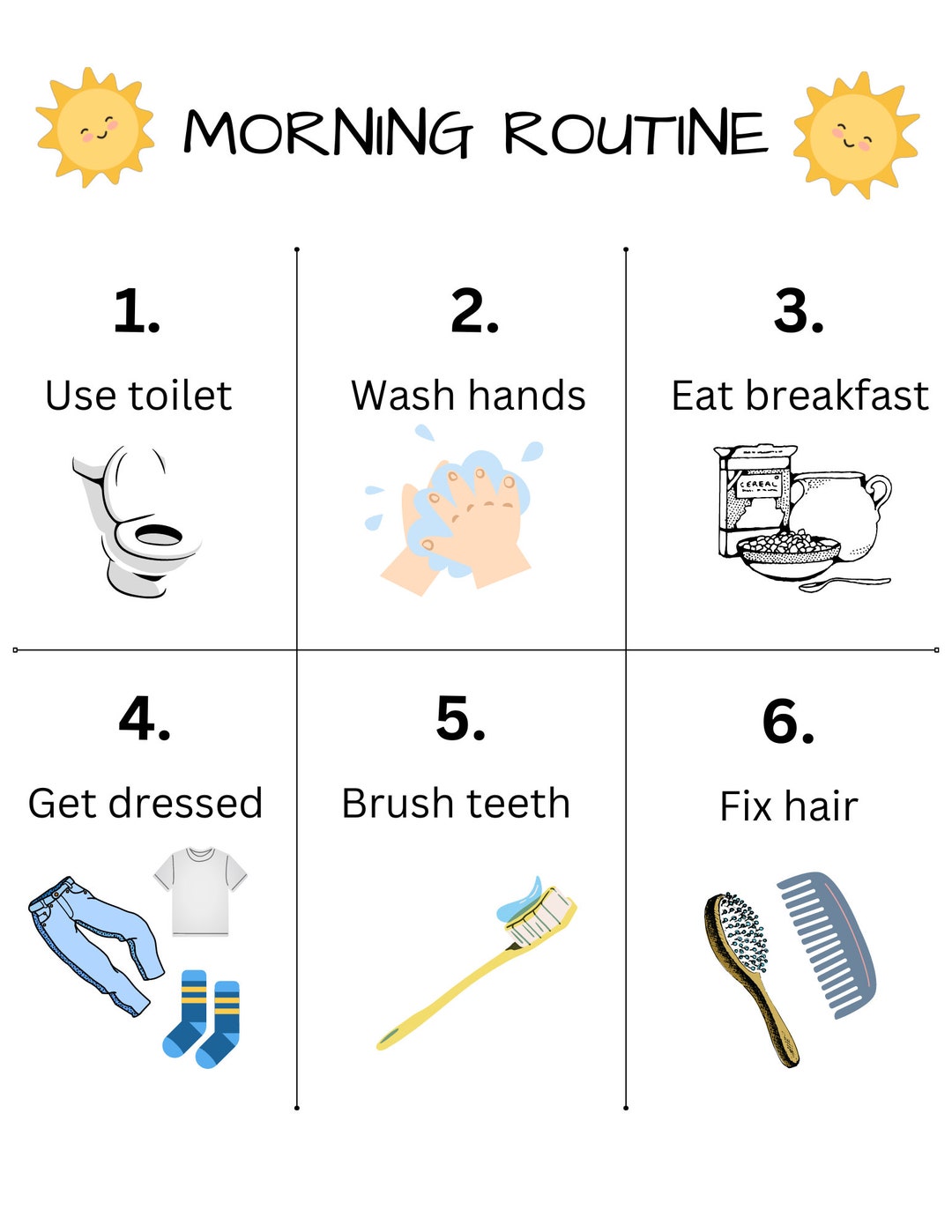 Kids Morning Routine, Kids Morning Routine Chart, Kids Morning ...