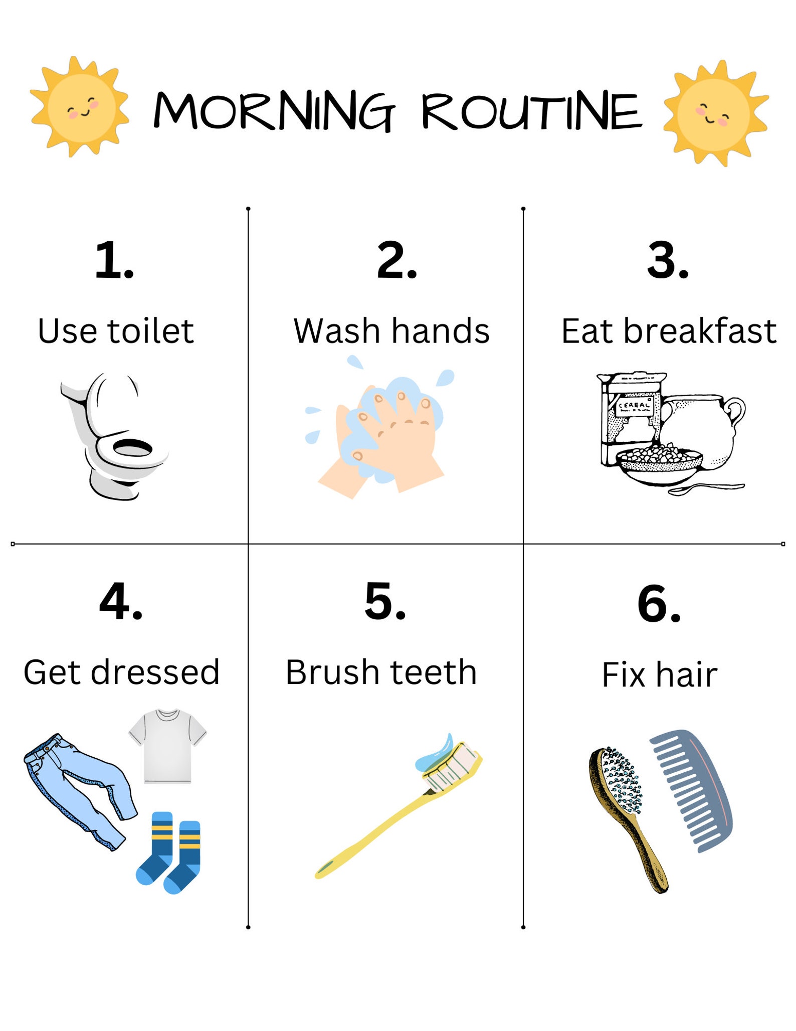 Kids Morning Routine, Kids Morning Routine Chart, Kids Morning ...