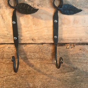 A Pair of Twisted Leaf Hooks. Hand-forged by Blacksmith Artist Cassandra Taylor of Cat's Forge ...