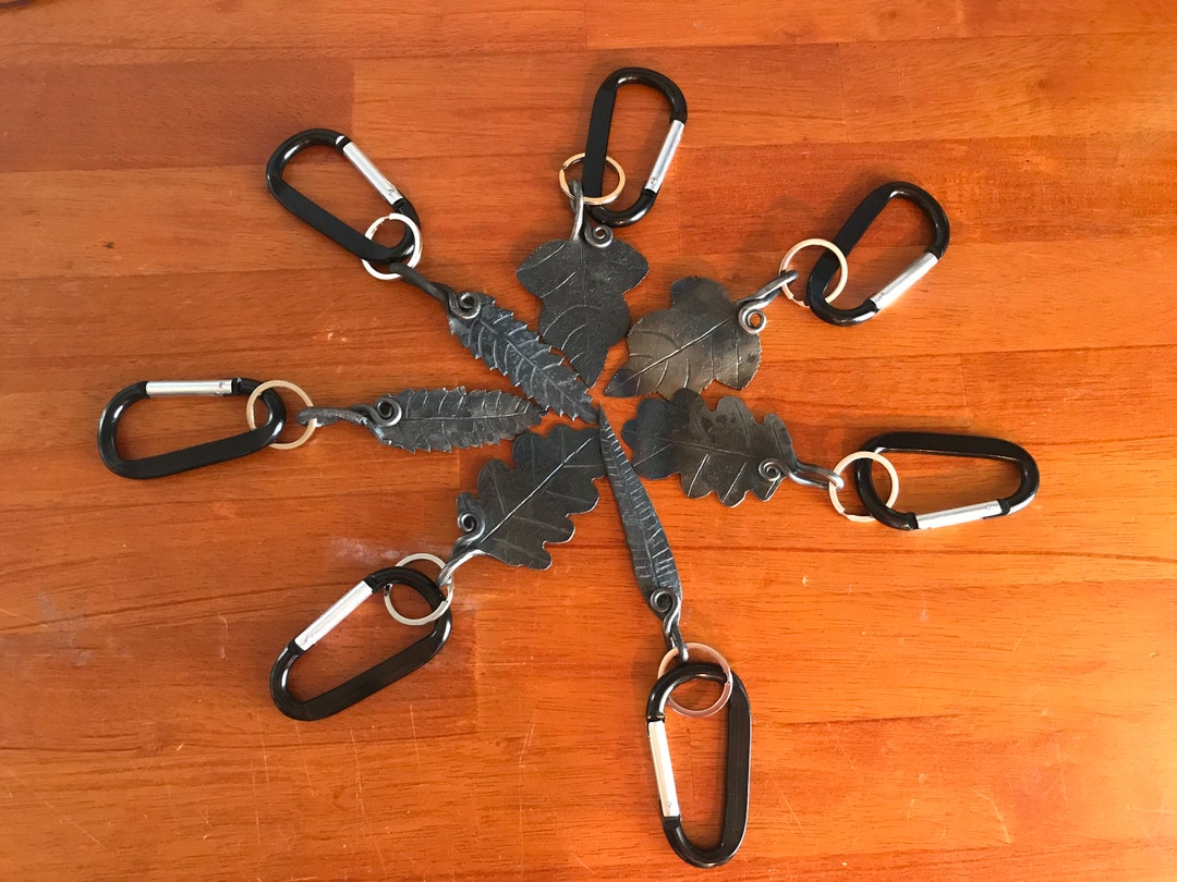 Iron Leaf Key Fobs With Carabiner. Hand Forged by Blacksmith Srtist ...