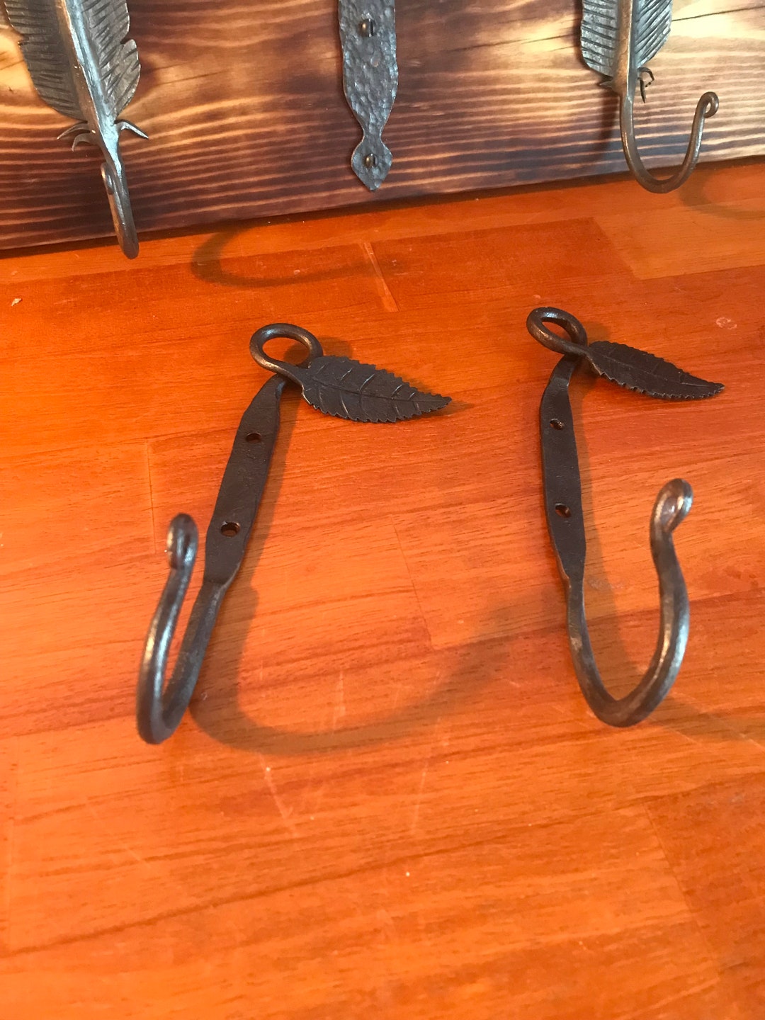 A Pair of Twisted Leaf Hooks. Hand-forged by Blacksmith Artist ...